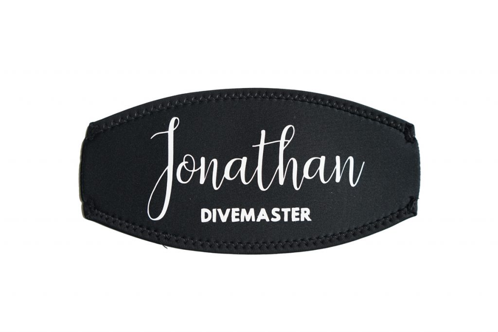 Personalised Scuba Mask Strap Cover – Divemaster – GS-Diving